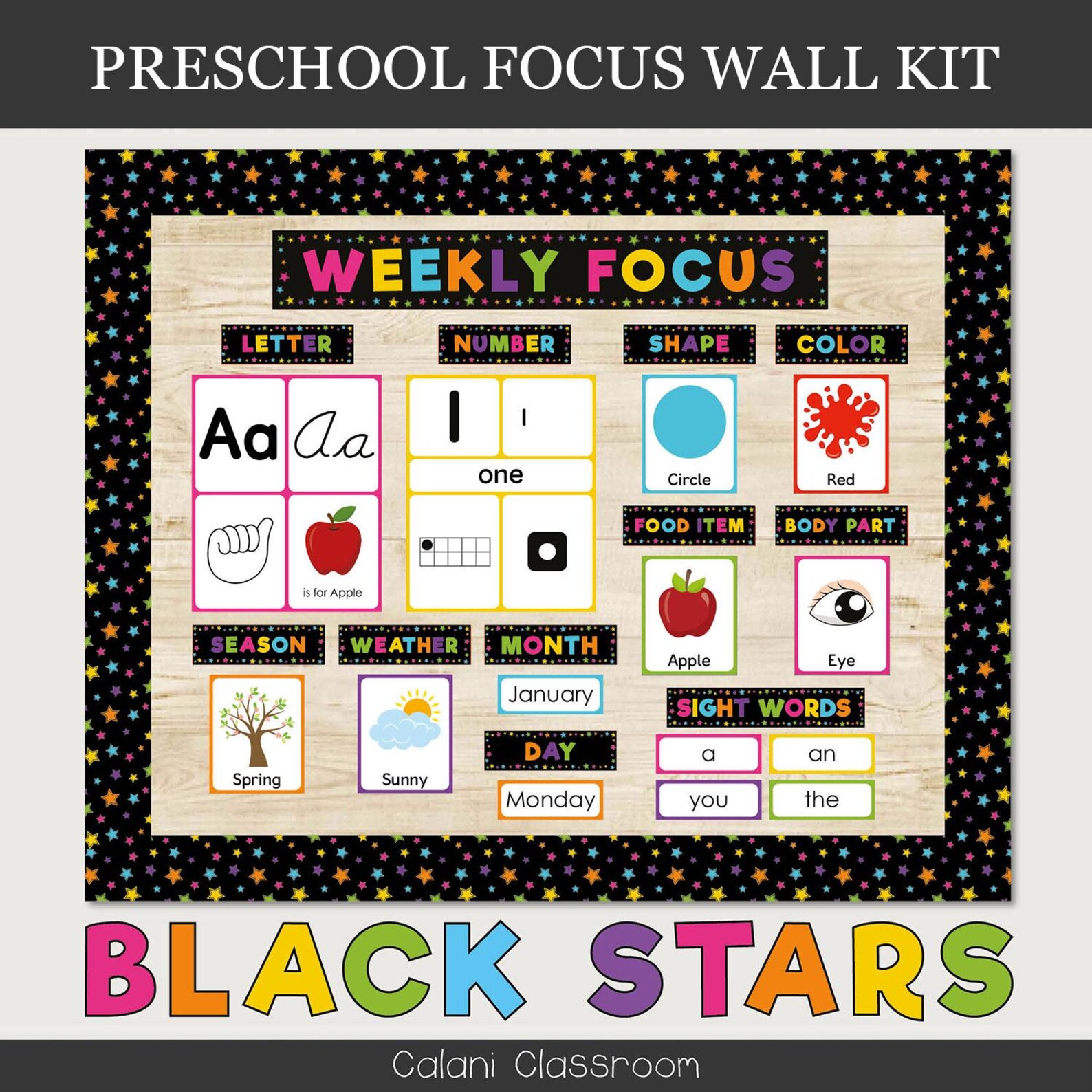 Preschool Focus Wall Template, Preschool Learning Wall, Classroom ...