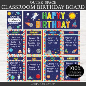 Classroom Birthday Board, Outer Space Classroom, Editable Classroom ...