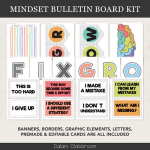 Growth Mindset Bulletin Board Kit, Pastel Classroom Display, Change ...