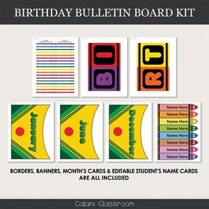 Birthday Bulletin Board for Classroom Decor in Crayon Theme (editable ...