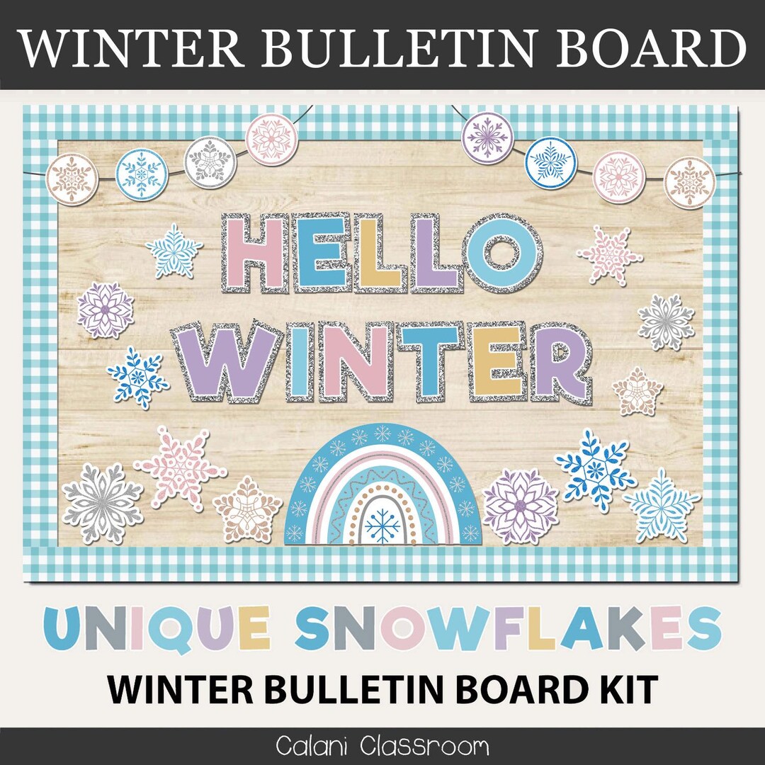 Winter Holiday Bulletin Board Kit in Unique Like Snowflakes Theme ...