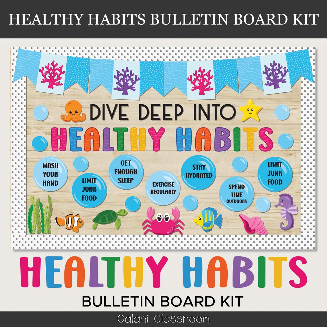 Healthy Habits Bulletin Board Kit, Healthy Habits School, Classroom ...