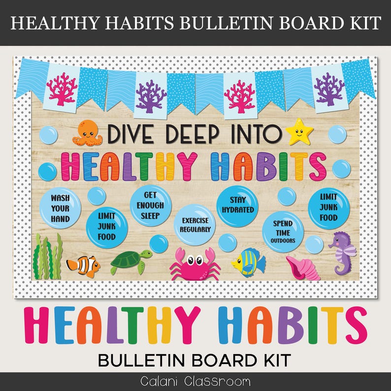 Healthy Habits Bulletin Board Kit, Healthy Habits School, Classroom ...