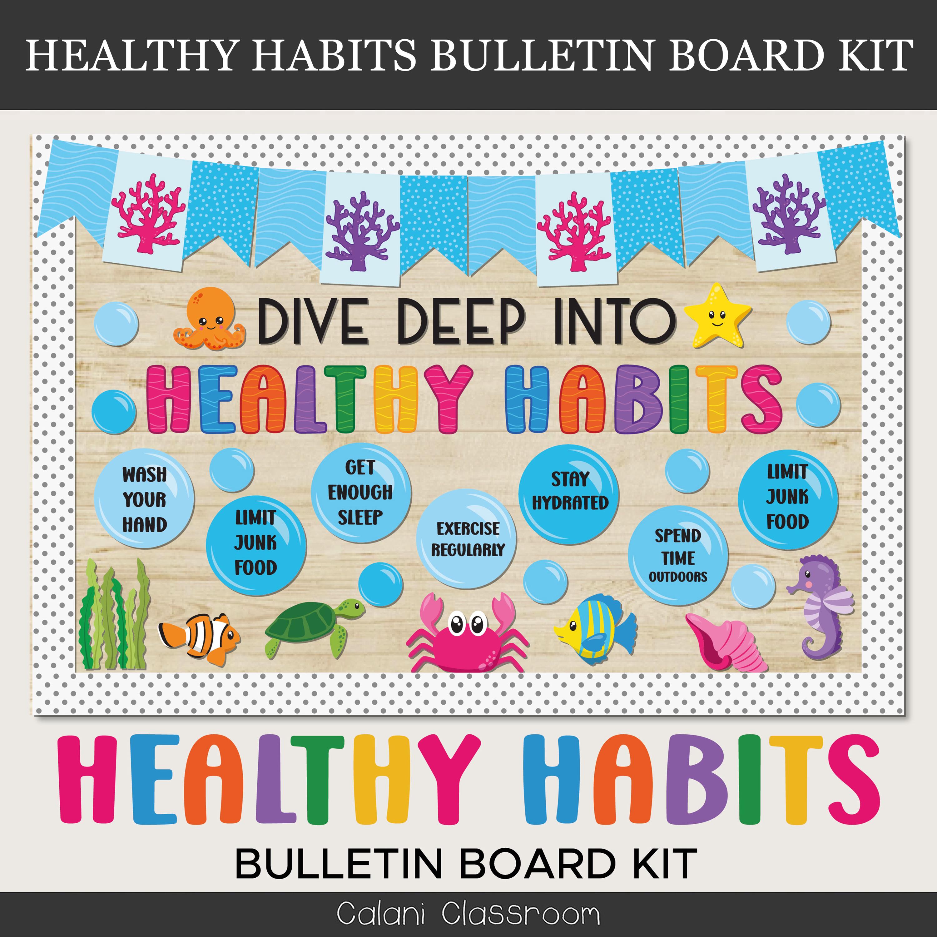 Healthy Habits Bulletin Board Kit, Healthy Habits School, Classroom ...