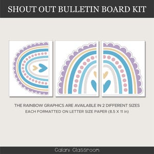 Staff Shout Out Bulletin Board Kit in Misty Boho Rainbow Theme (digital ...