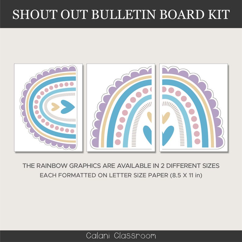 Staff Shout Out Bulletin Board Kit in Misty Boho Rainbow Theme (digital ...