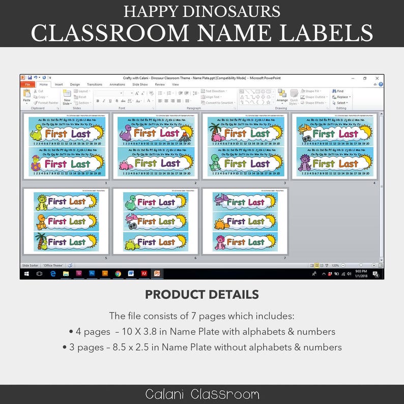 Classroom Name Plate Label, Dinosaurs Classroom Theme, Dino Name Label ...
