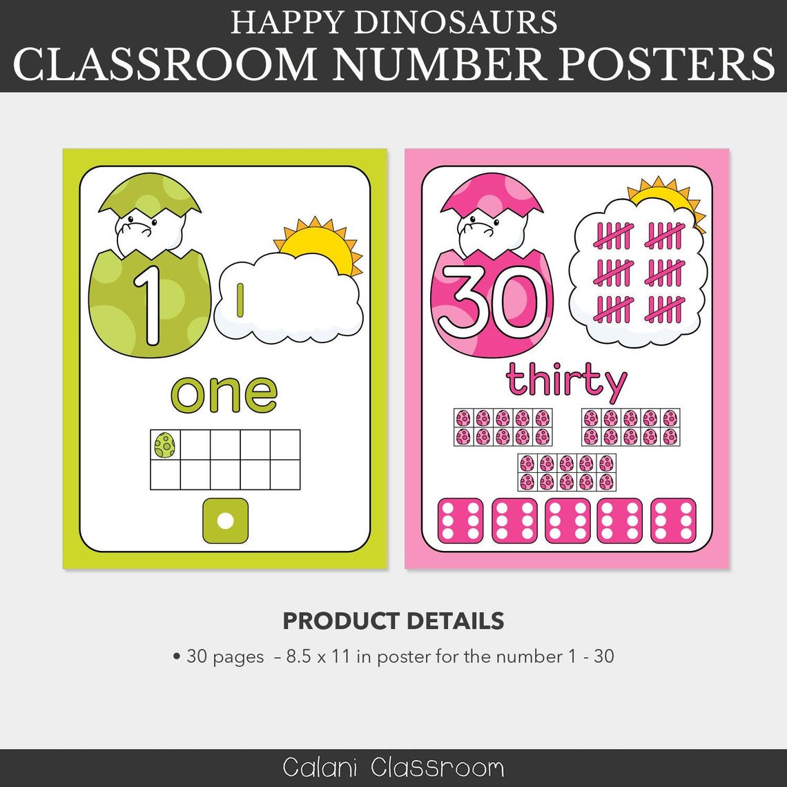Number Classroom Poster, Dinosaurs Classroom Theme, Editable Math ...