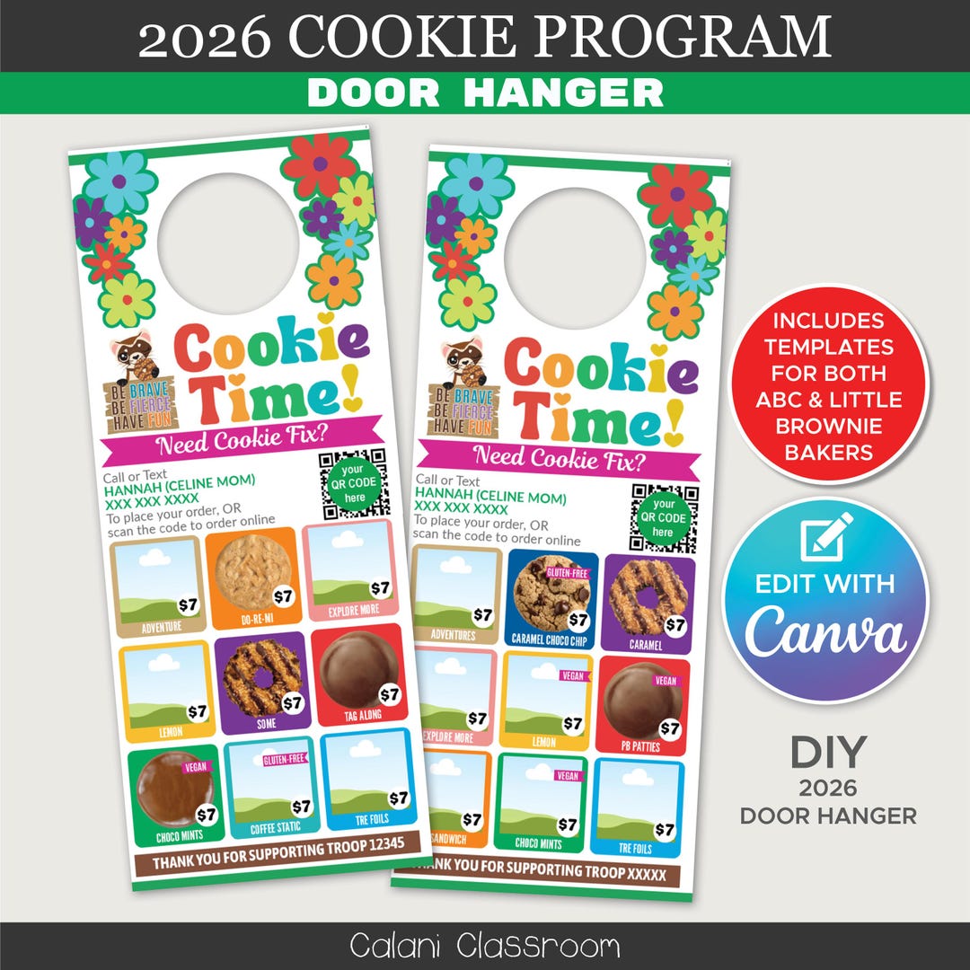 2026 Cookie Door Hanger, DIY Editable Cookie Marketing Kit for Scout ...