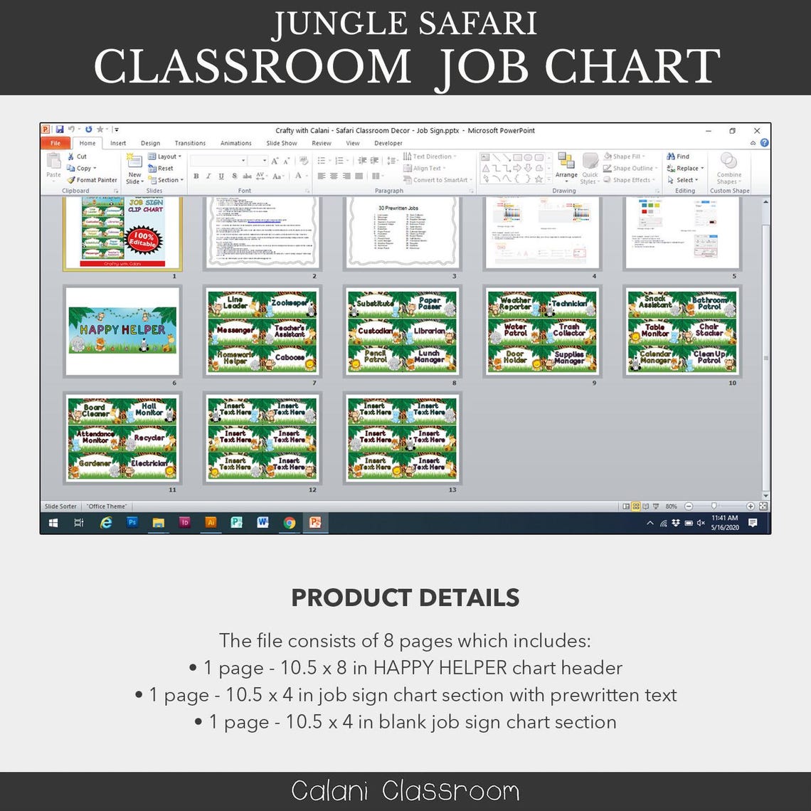 Classroom Jobs Chart, Jungle Safari Classroom, Editable Classroom Job ...