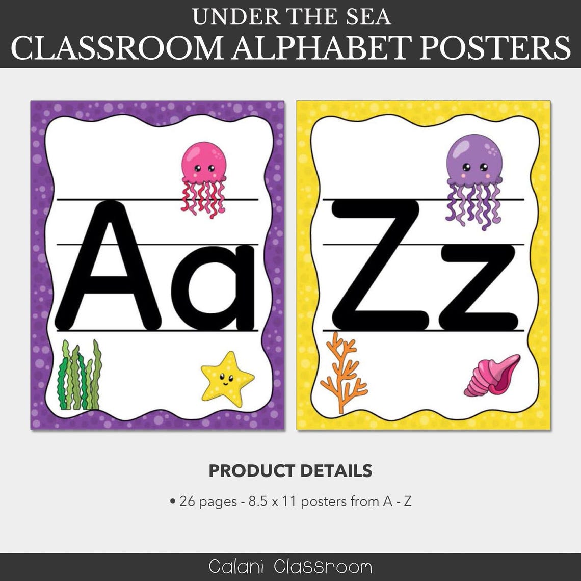 Alphabet Poster Classroom Decoration, Ocean Theme Classroom, ABC ...