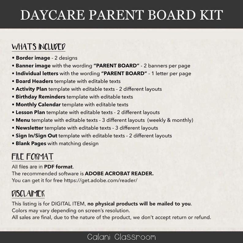Daycare Parent Board, Childcare Bulletin Board Template, Parent Info ...