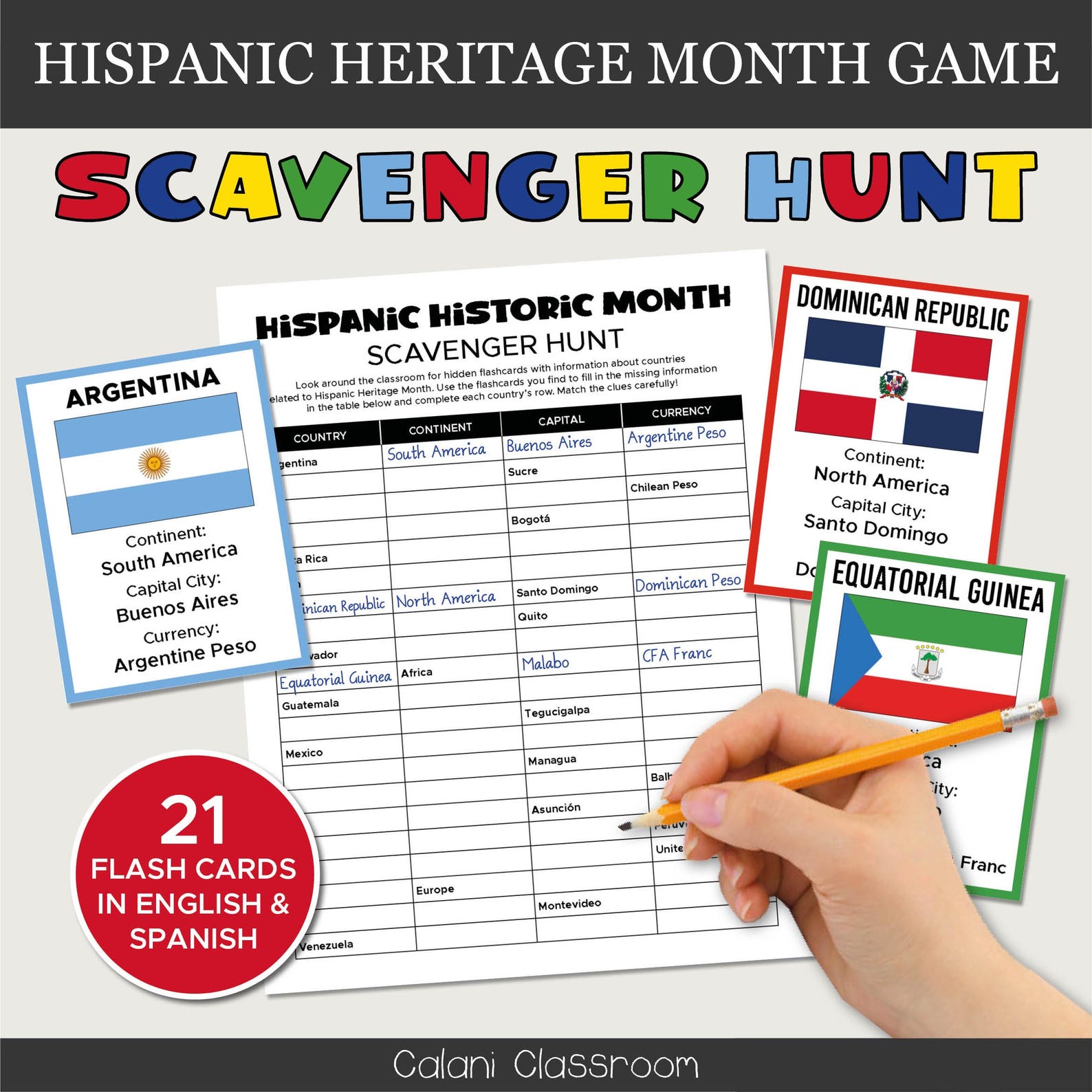 Hispanic Heritage Month Scavenger Hunt, Hispanic Month Activity ...