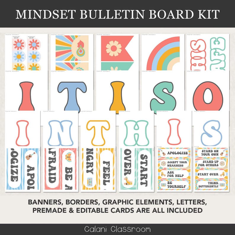 Mindset Bulletin Board Kit, Classroom Door Decor, Social Emotional ...