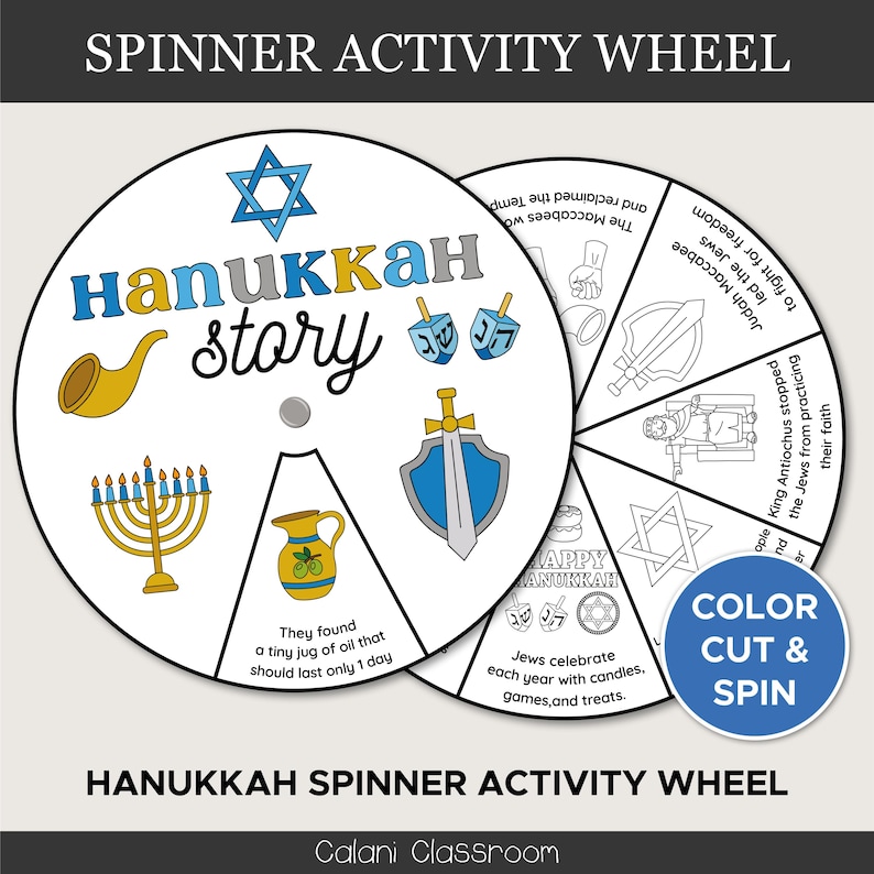 The Hanukkah Story Activity Wheel, Jewish Holiday Craft - Digital ...