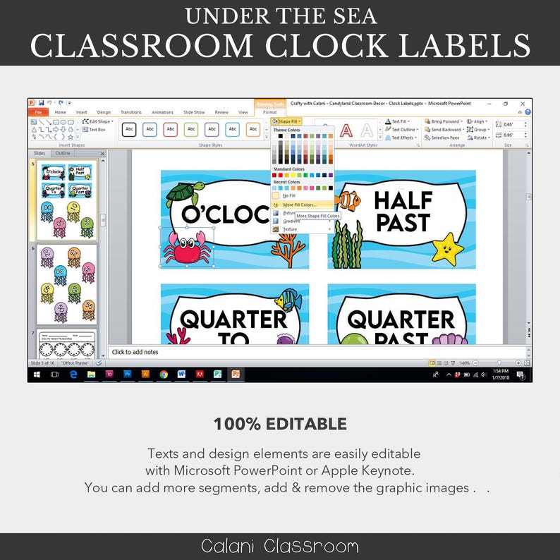 Clock Label Classroom Decoration, Ocean Classroom Theme, Telling Time ...