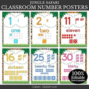 Number Classroom Poster, Jungle Classroom Theme, Editable Math Poster ...