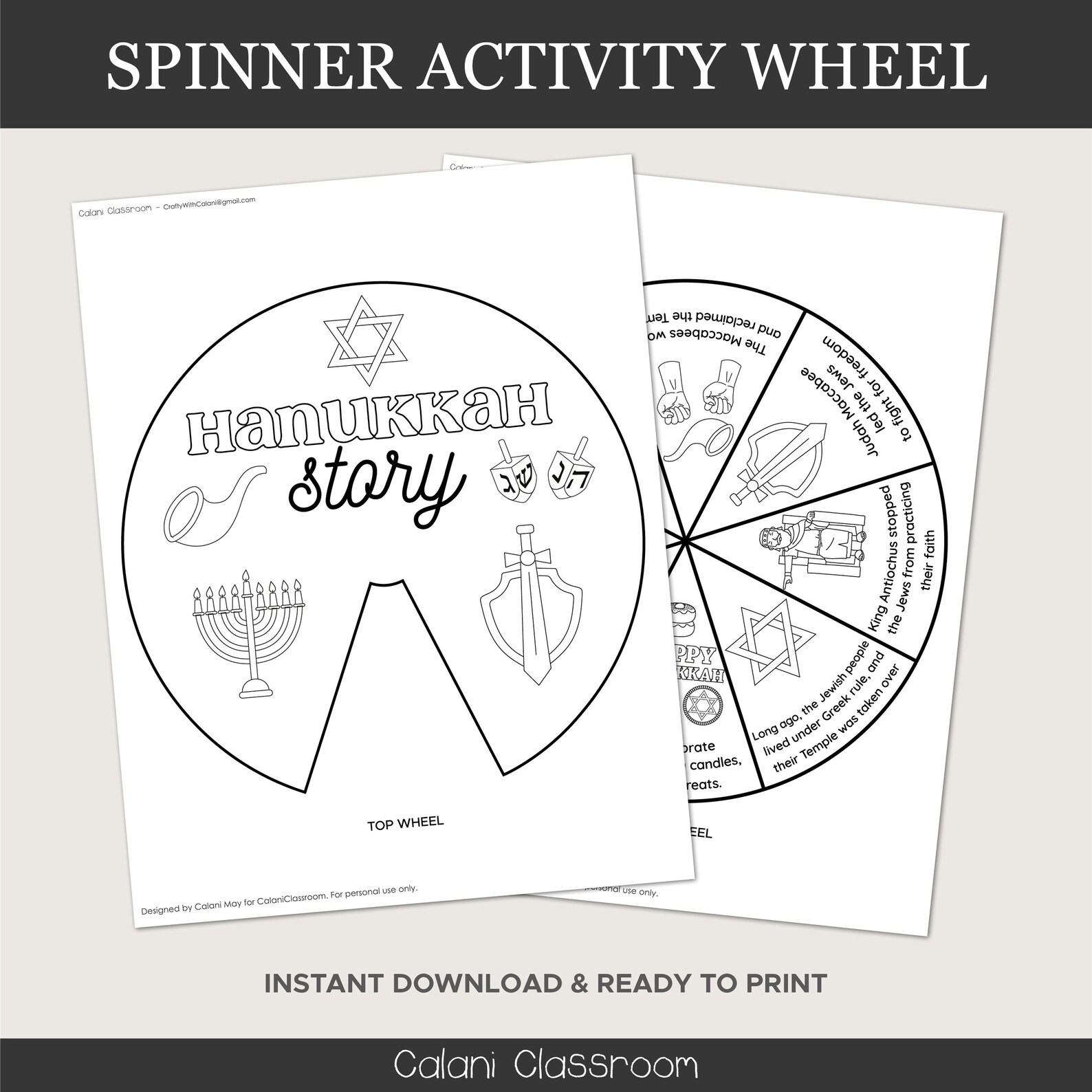 The Hanukkah Story Activity Wheel, Jewish Holiday Craft - Digital ...