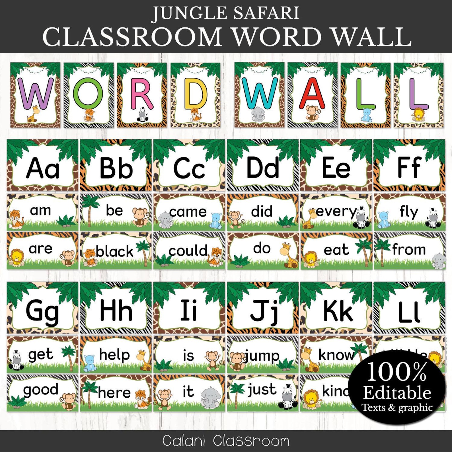 Word Wall Classroom Decor, Jungle Safari Classroom Theme, Editable ...
