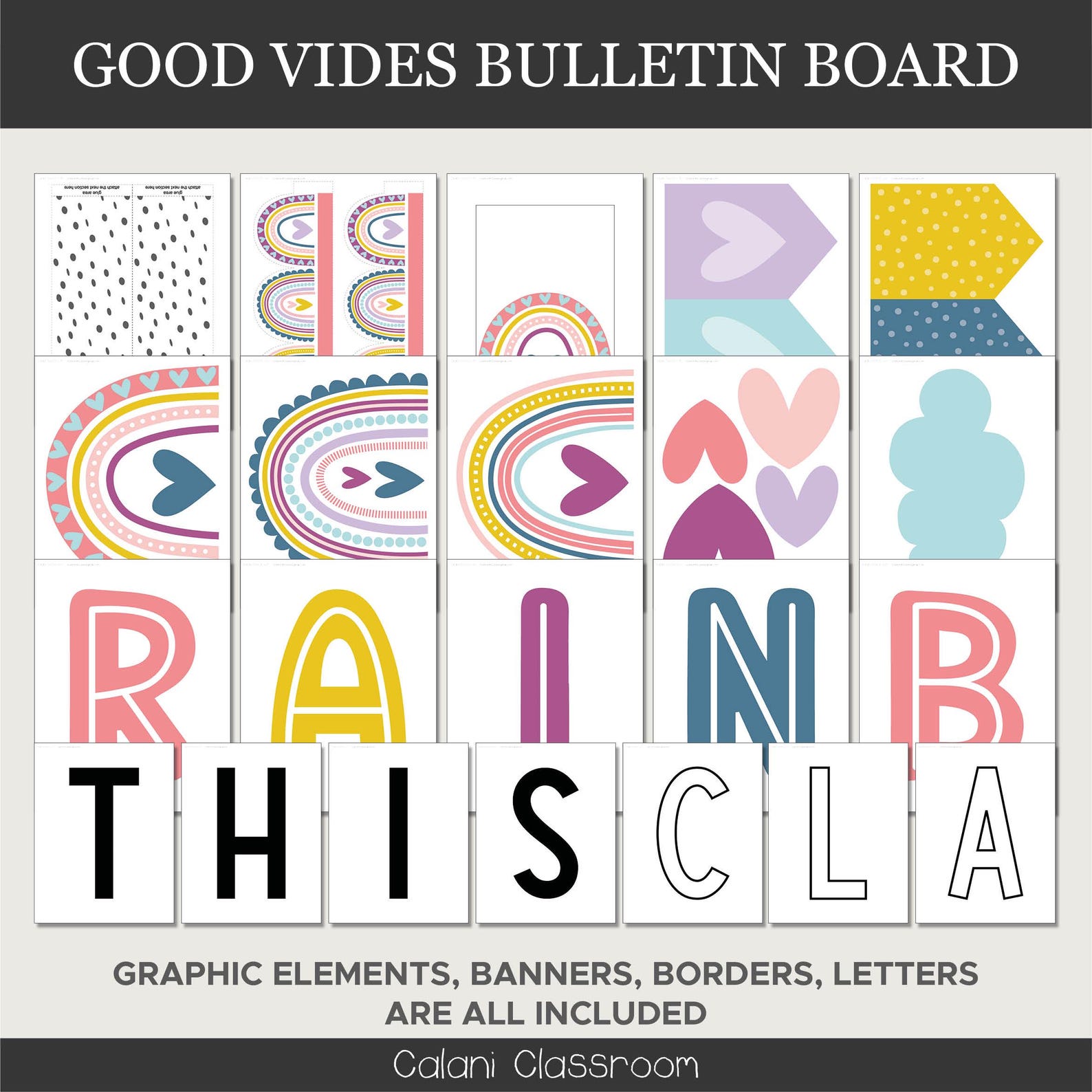 Rainbow of Possibilities Bulletin Board Kit, Boho Rainbow Classroom ...