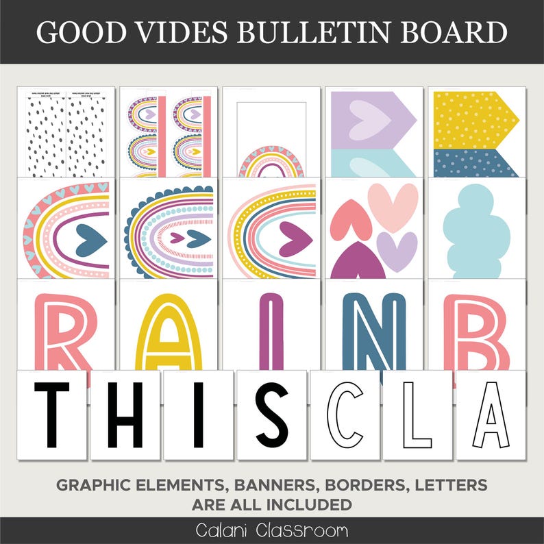 Rainbow of Possibilities Bulletin Board Kit, Boho Rainbow Classroom ...