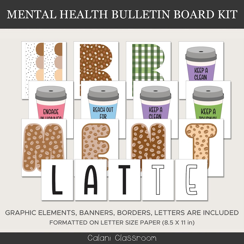 Mental Health Bulletin Board Kit, Mental Wellness Habits, Classroom ...