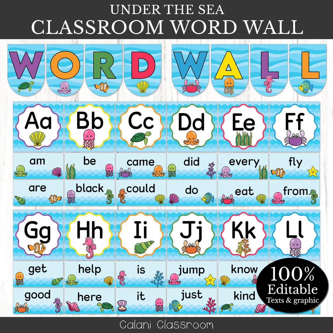 Word Wall Classroom Decor, Ocean Classroom Theme, Editable Reading Wall ...