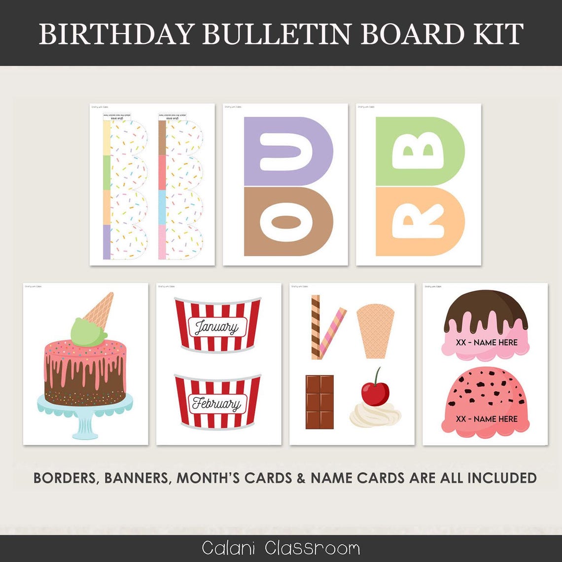 Birthday Board Classroom Decor, Ice Cream Classroom Theme, Editable ...
