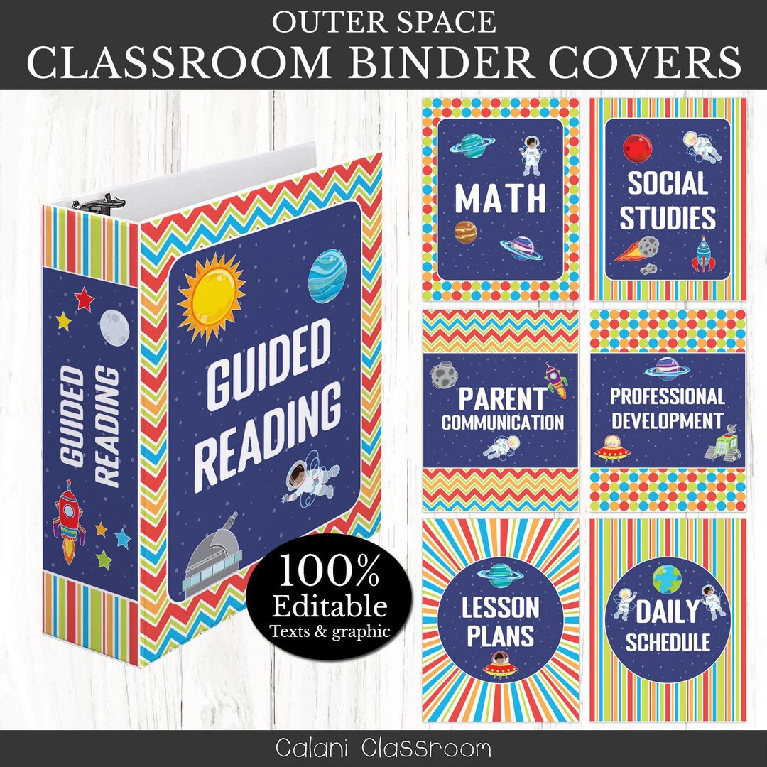 Teacher Binder Cover, Outer Space Classroom Theme, Editable Teacher ...