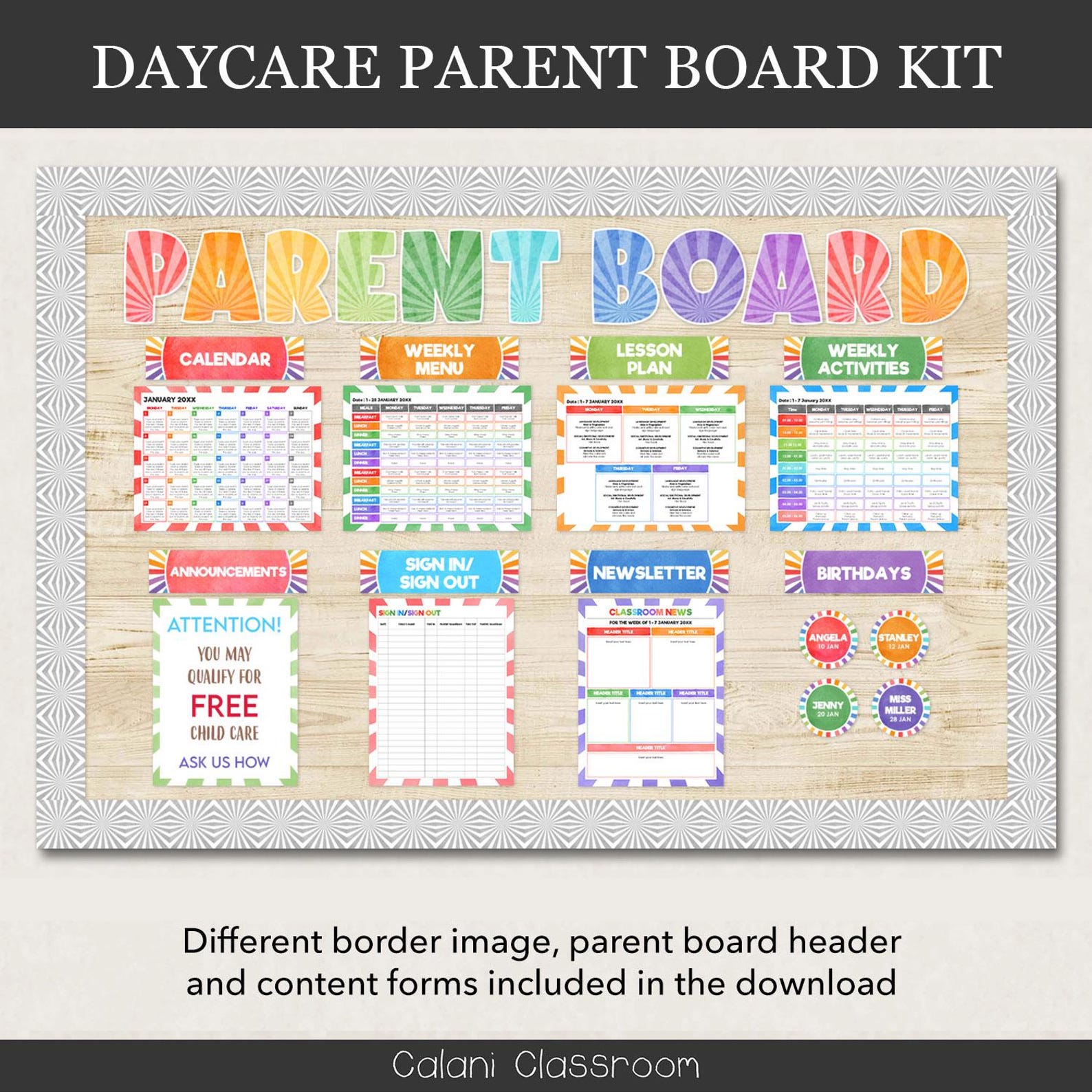 Daycare Parent Board, Childcare Bulletin Board Template, Parent Info ...