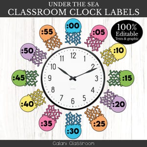 Clock Label Classroom Decoration, Ocean Classroom Theme, Telling Time ...
