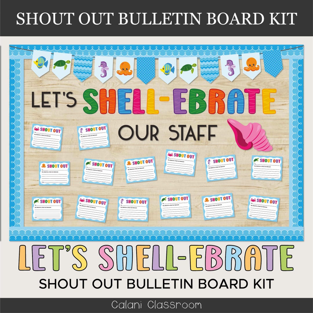 Staff Shout Out Bulletin Board Kit in Vibrant Ocean Theme (digital ...