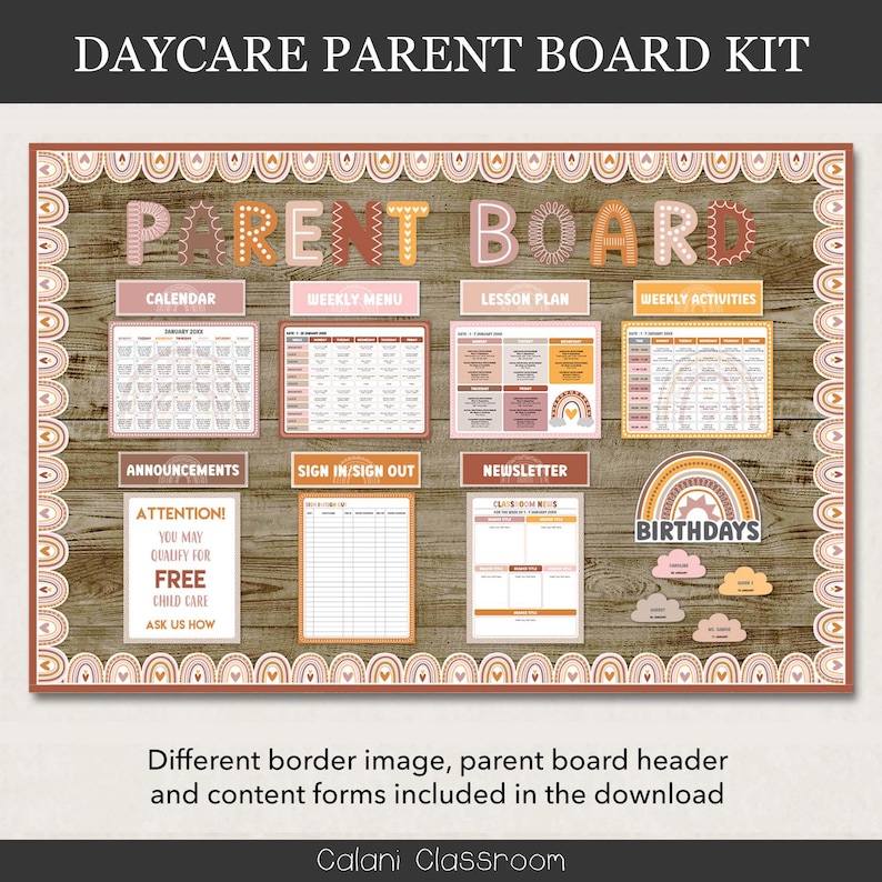Daycare Parent Board, Childcare Bulletin Board Template, Parent Info ...