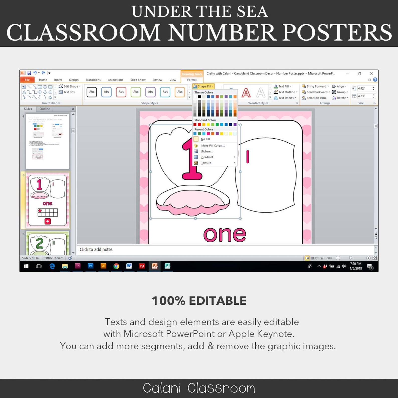 Number Classroom Poster, Under the Sea Classroom Theme, Editable Math ...