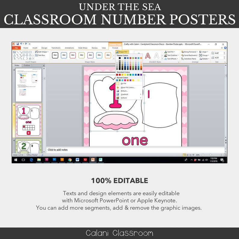 Number Classroom Poster, Under the Sea Classroom Theme, Editable Math ...