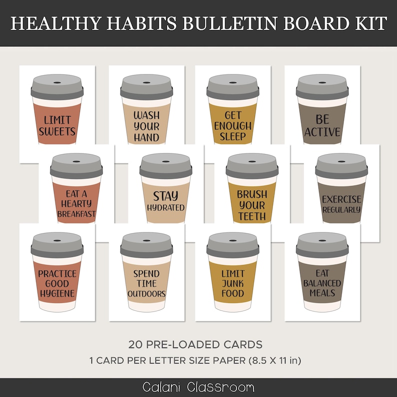 Healthy Habits Bulletin Board Kit, Healthy Habits School, Classroom ...