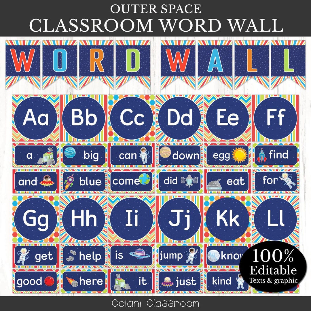 Word Wall Classroom Decor, Outer Space Classroom Theme, Editable ...