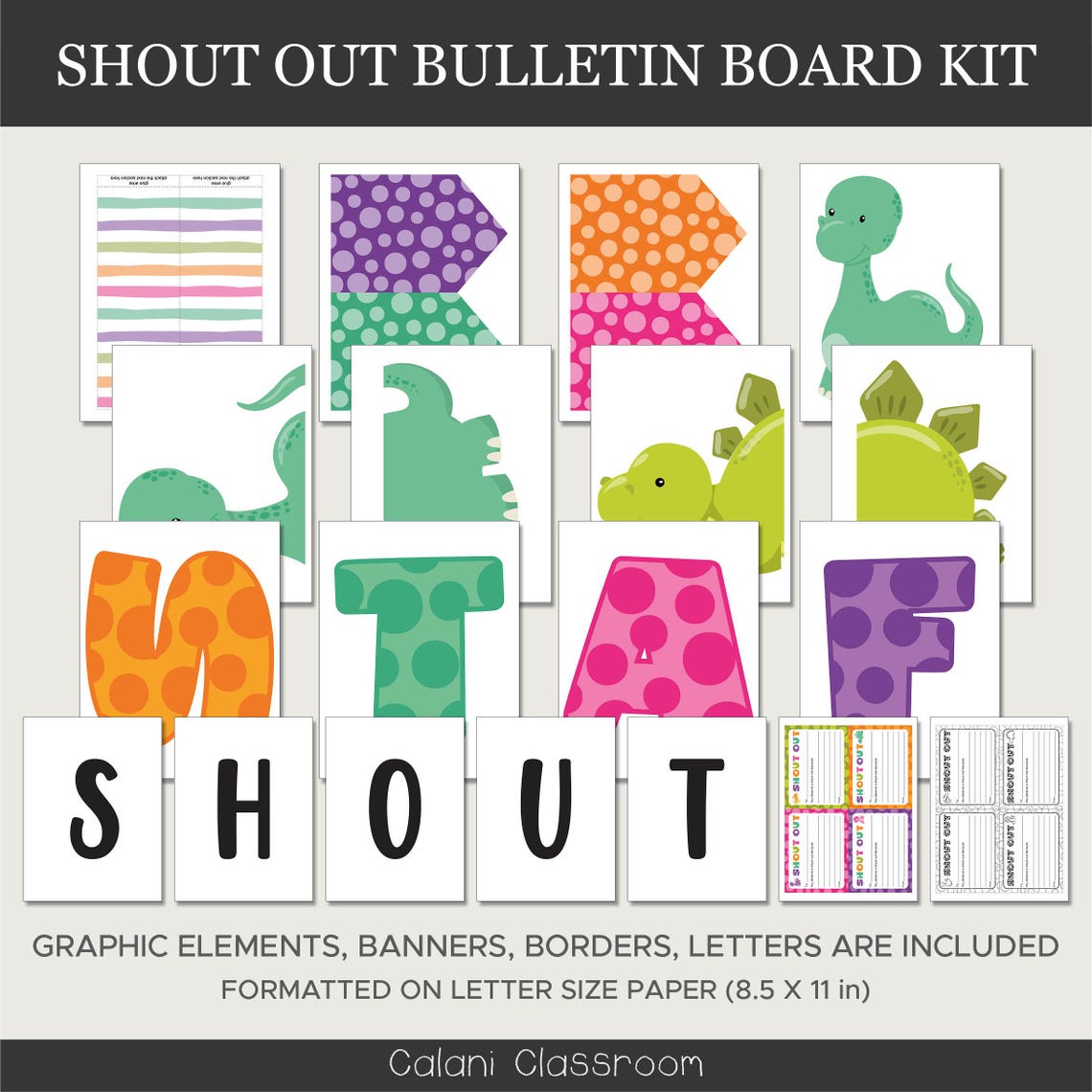 Staff Shout Out Bulletin Board Kit in Dinomite Theme (digital Download ...