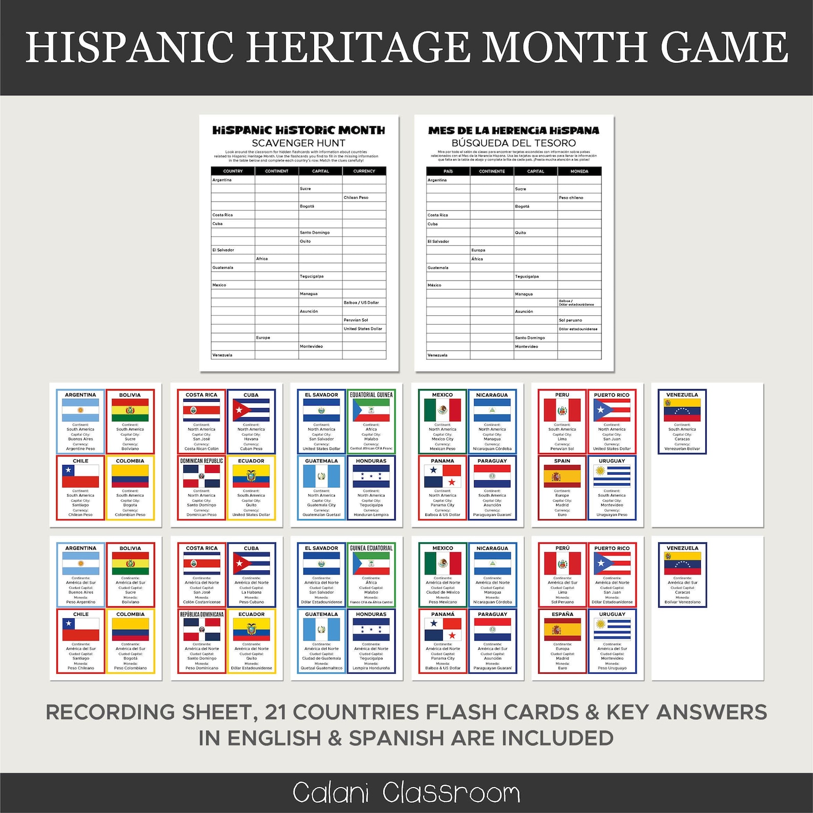 Hispanic Heritage Month Scavenger Hunt, Hispanic Month Activity ...