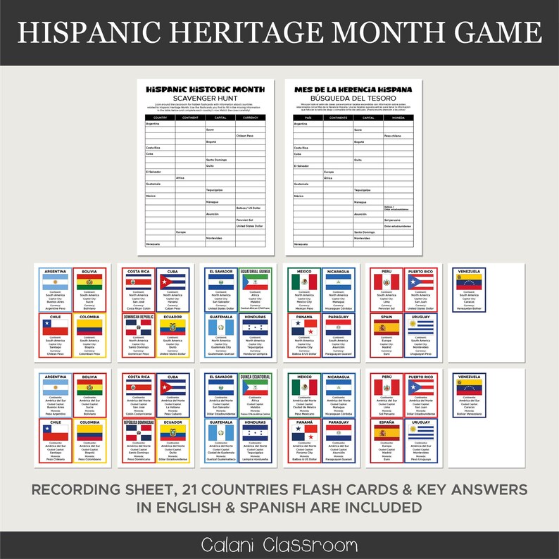Hispanic Heritage Month Scavenger Hunt, Hispanic Month Activity ...
