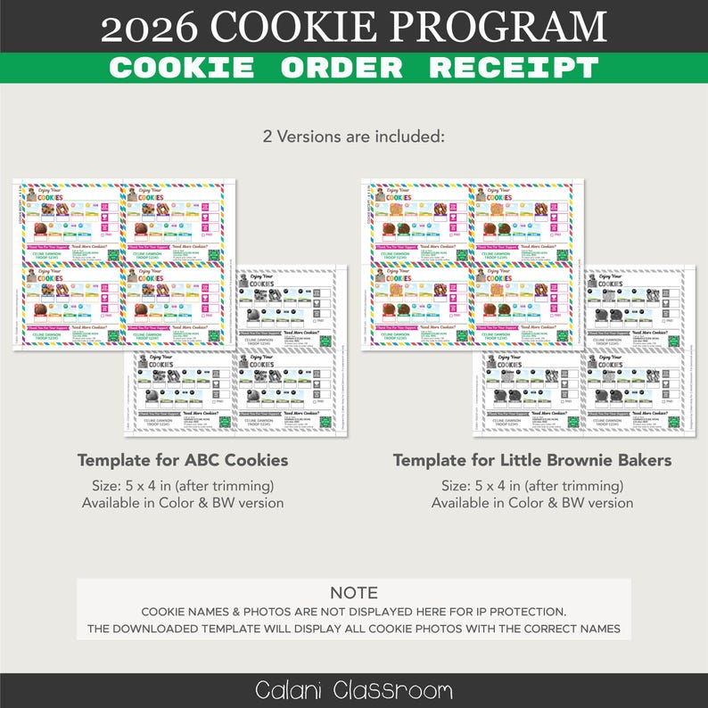 2026 Cookie Order Receipt Thank You Note, DIY Editable Cookie Marketing ...