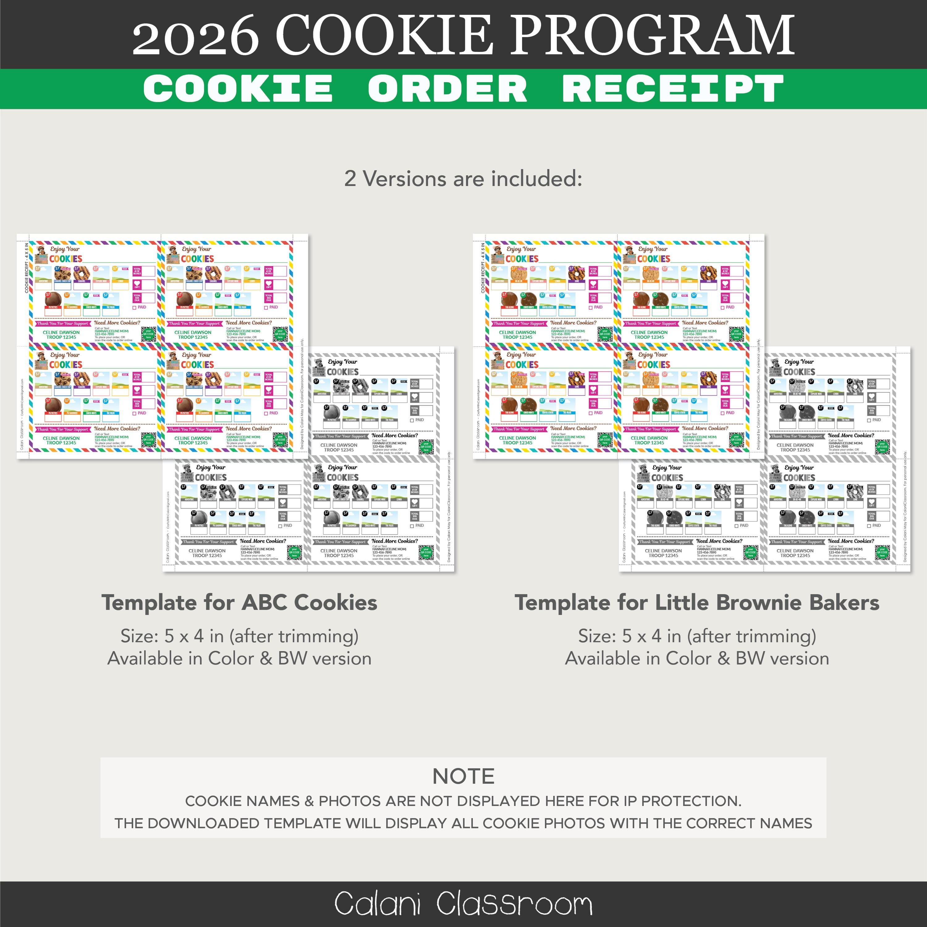 2026 Cookie Order Receipt Thank You Note, DIY Editable Cookie Marketing ...