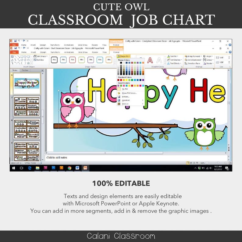 Classroom Jobs Chart, Cute Owl Classroom Theme, Editable Classroom Job ...