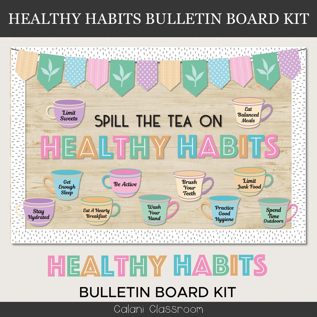 Healthy Habits Bulletin Board Kit, Healthy Habits School, Classroom ...