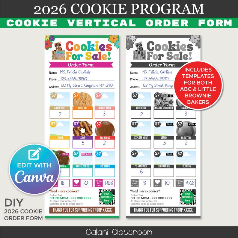 2026 Cookie Order Form, DIY Editable Cookie Marketing Kit for Scout ...