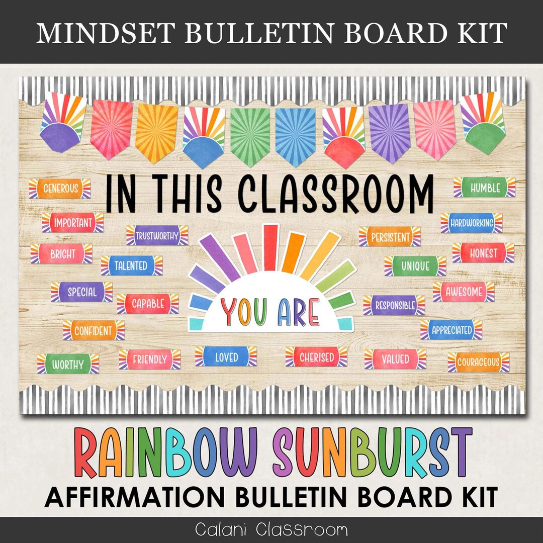 Positive Affirmation Bulletin Board, Classroom Door Decor, Rainbow ...