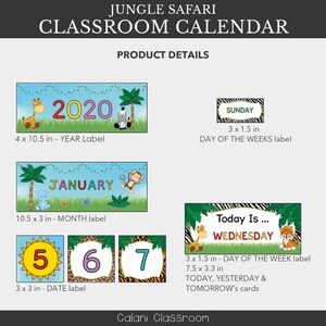 Calendar Classroom Decor, Jungle Safari Classroom, Editable Classroom ...