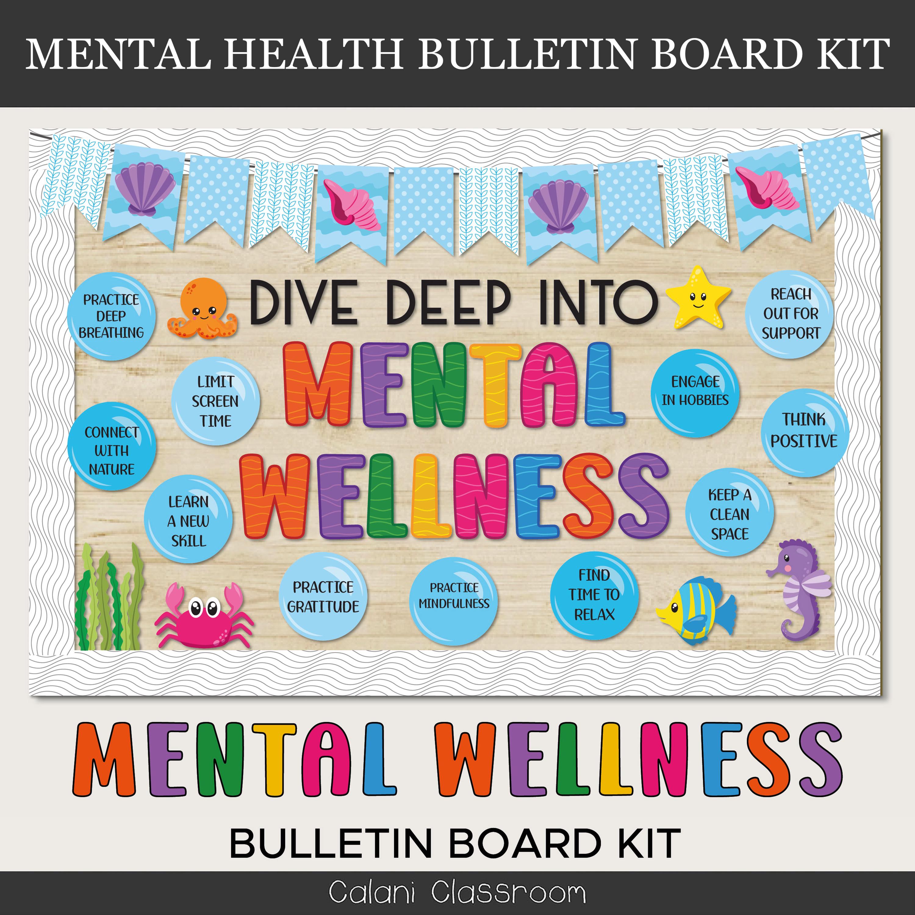 Mental Health Bulletin Board Kit, Mental Wellness Habits, Classroom ...