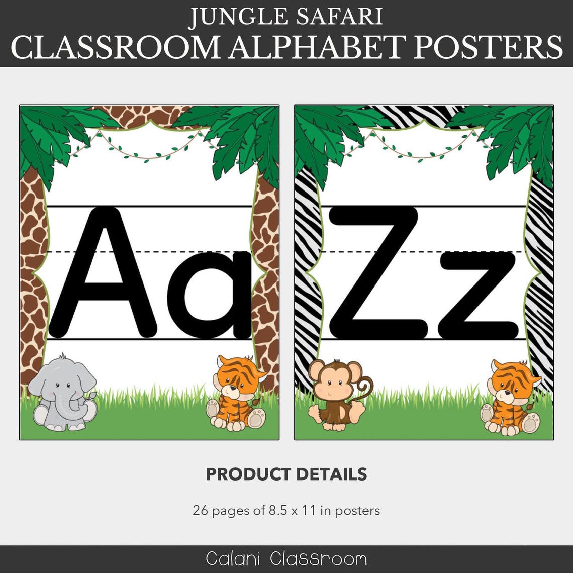 Alphabet Poster Classroom Decoration, Safari Classroom Theme, ABC ...
