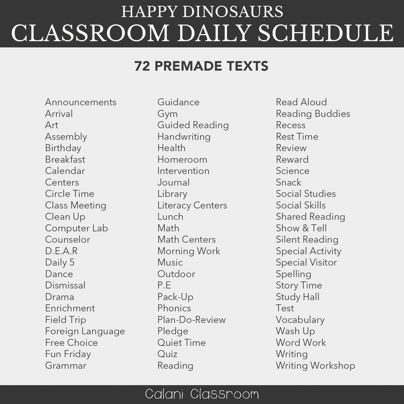 Classroom Schedule Cards With Clock, Dinosaurs Classroom Theme ...